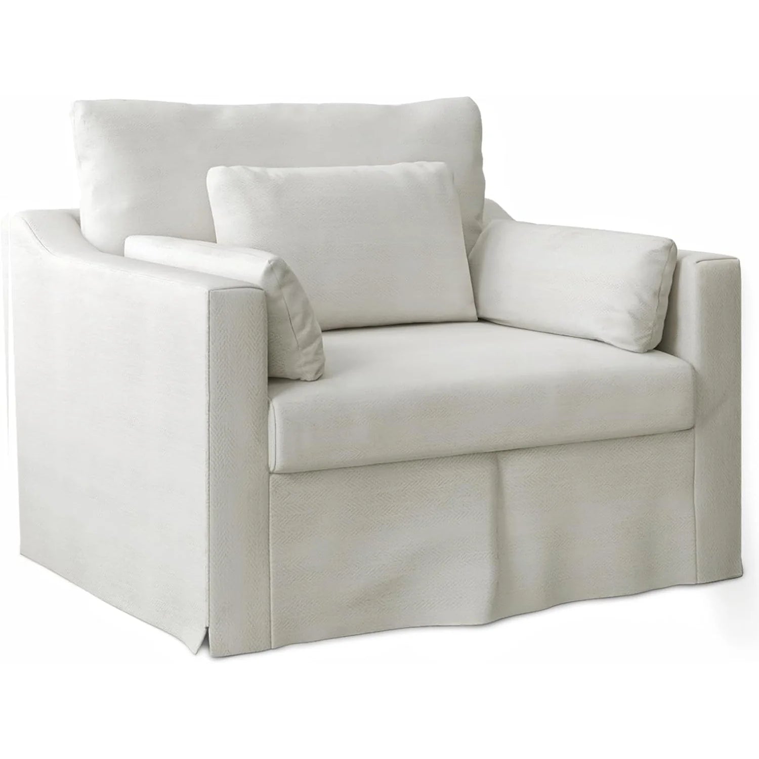 33" Wide Extra Deep Seat Coastal Arm Chair, Washable Linen Slipcovered ...
