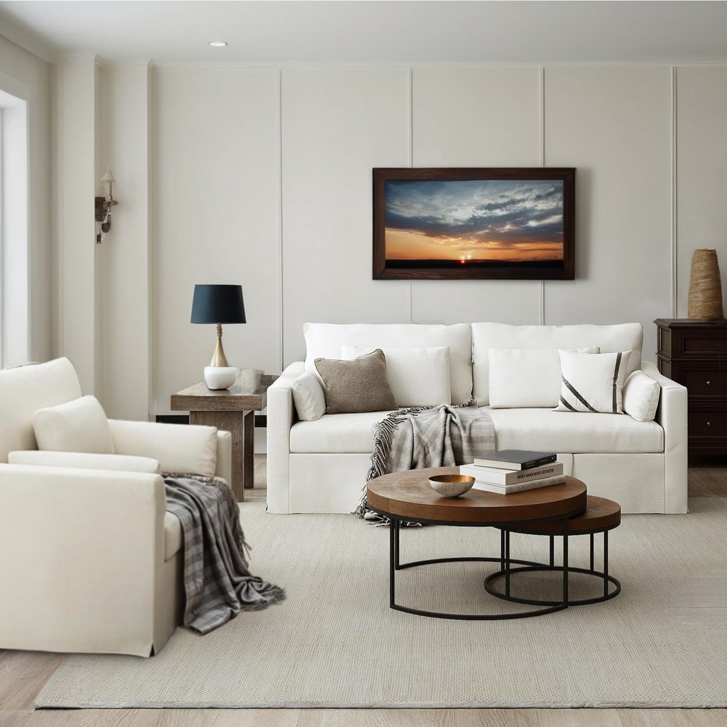 84-inch Sofa, 2 Seater Sofa Linen with Extra Deep Seat, Removable ...