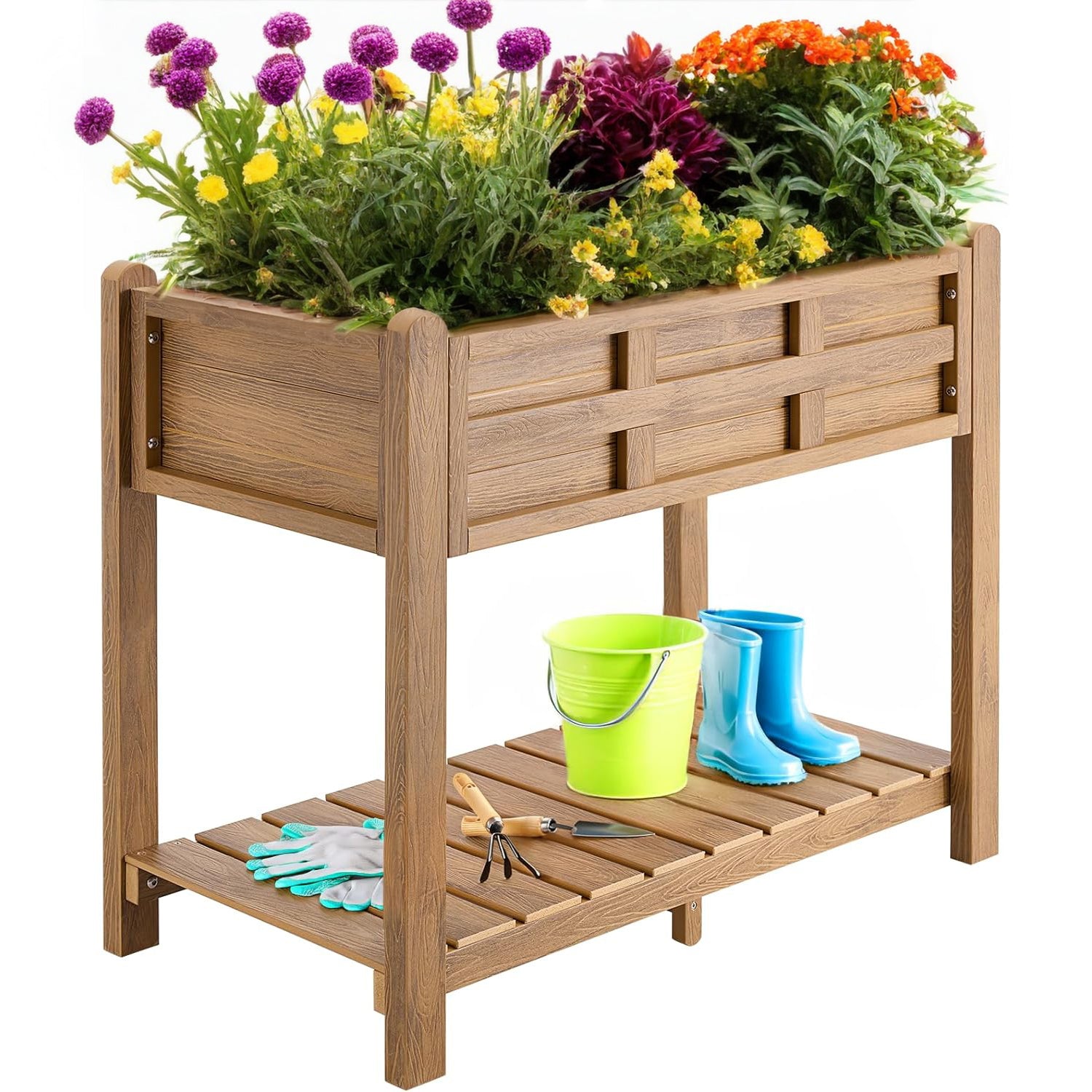 Raised Garden Bed , HDPS Outdoor Raised Planter Box with Legs,Storage ...