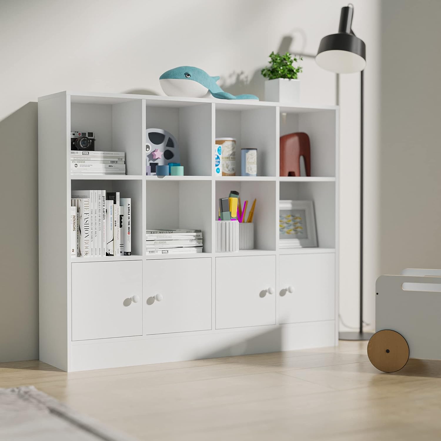 Bookshelf 2-tier Open Shelf Bookcase with 12 Compartment Shelf with An ...