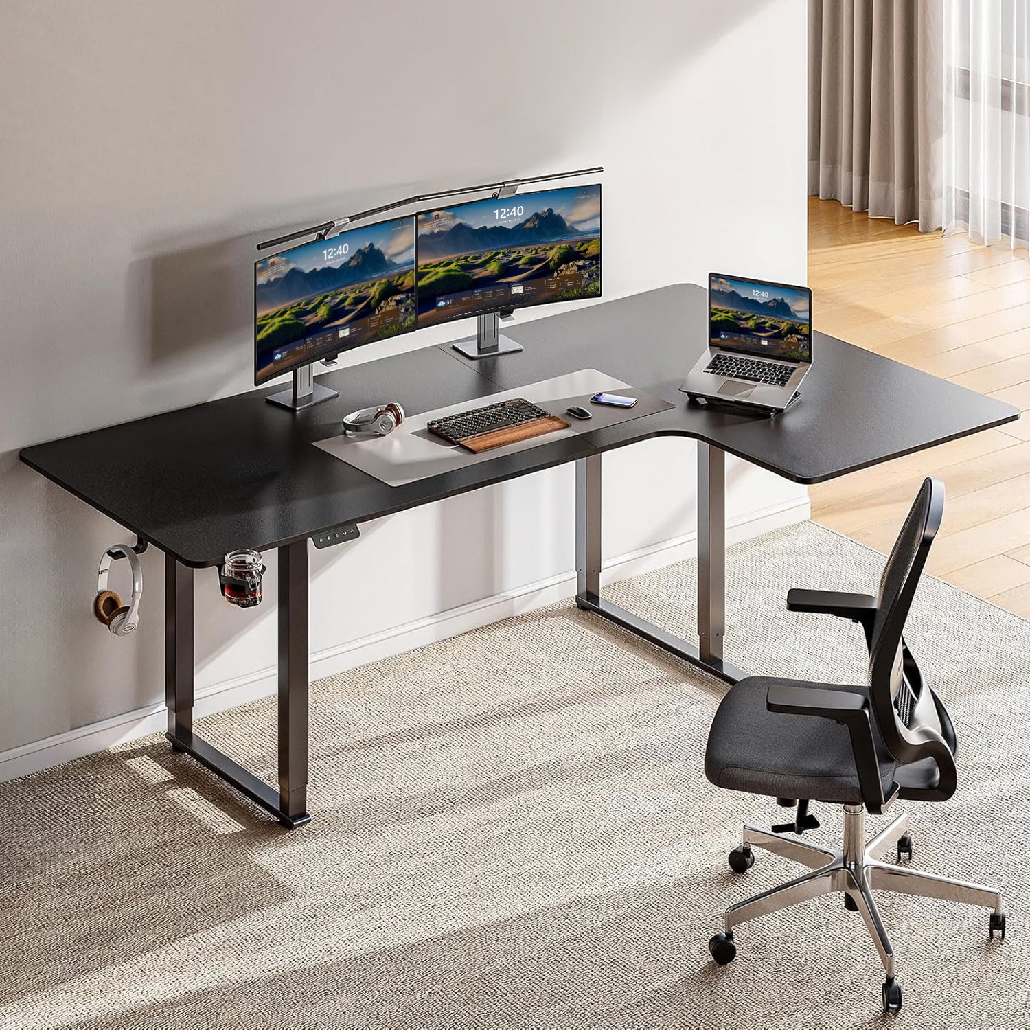 L Shaped Desk Electric Standing Desk with Dual Motors and Memory Contr ...