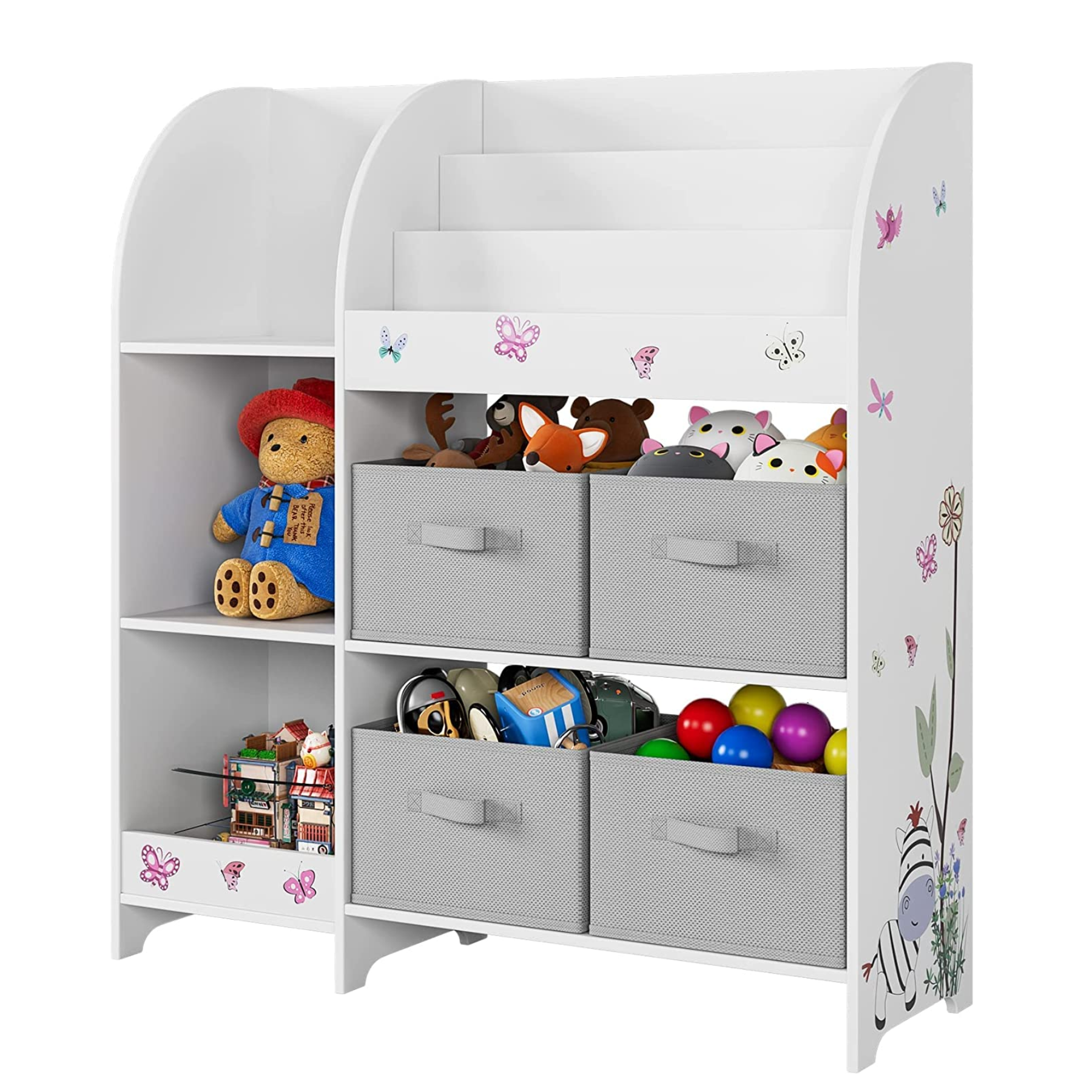 Kids Toy Storage Unit Toy Rack with Storage Boxes Bookshelf Rack Cabin ...